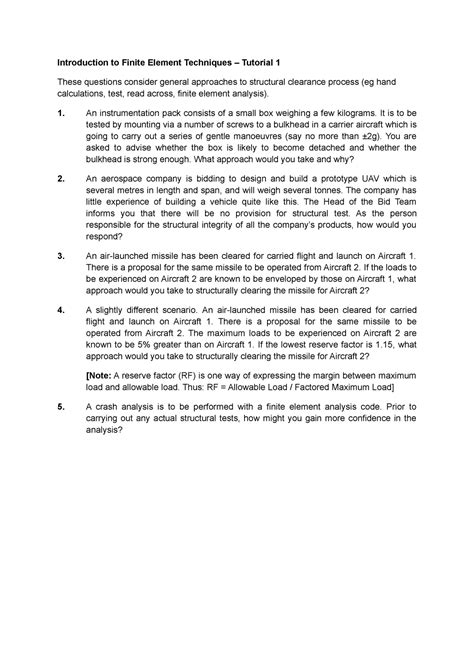 Finite Elements Tutorial Introduction To Finite Element Techniques