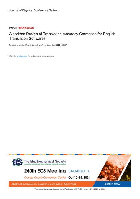 pdf algorithm design of translation accuracy correction for english