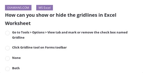 How Can You Show Or Hide The Gridlines In Excel Worksheet EXAMIANS