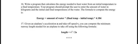 solved 16 write a program that calculates the energy needed