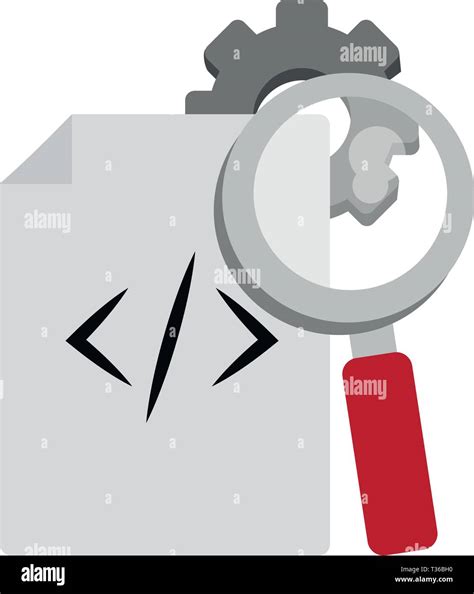 Programming Code And Magnifying Glass And Gears Symbols Stock Vector Image And Art Alamy