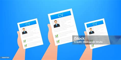 이력서가 다시 시작됩니다 면접 개념 이력서 작성 개인 이력서가있는 노트북 벡터 그림입니다 사냥꾼에 대한 스톡 벡터 아트 및 기타 이미지 Istock