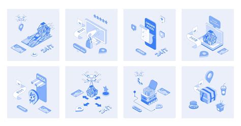 Food Delivery Isometric Concepts Objects Ft 3d And Isometry Envato Elements