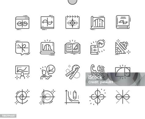 수학 곡선 잘 만들어진 픽셀 완벽한 벡터 얇은 라인 아이콘 30 웹 그래픽 및 응용 프로그램을위한 그리드 2x 간단한 최소한의 그림 4 명에 대한 스톡 벡터 아트 및 기타