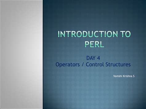 Introduction To Perloperators Ppt
