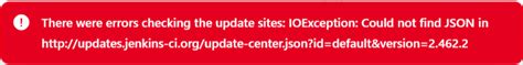 There Were Errors Checking The Update Sites Ask A Question Jenkins