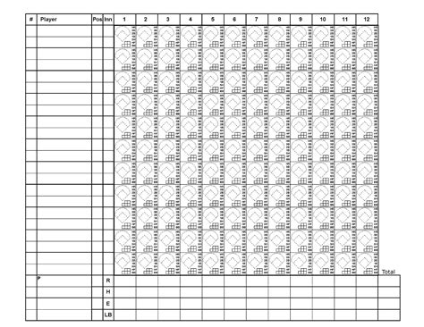 30 Printable Baseball Scoresheet Scorecard Templates Template Lab