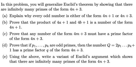 Solved In This Problem You Will Generalize Euclid S Theorem Chegg