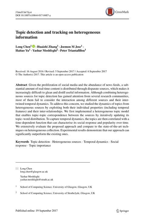 Pdf Topic Detection And Tracking On Heterogeneous Information