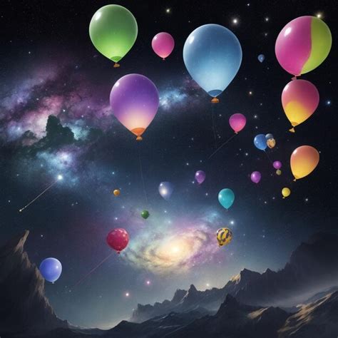 Premium Photo Artists Rendering Of Balloons Escaping Into The Galaxy