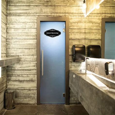 1pc 화장실 문 표지 양면 테이프가있는 접착식 문 또는 벽 표지 이름판 성별 중립 화장실 표지 또는 화장실 표지 벽 장식 가정 사무실 레스토랑 비즈니스용 홈