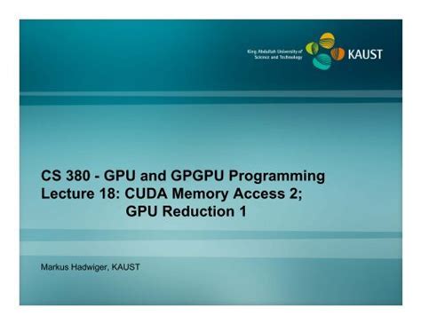 Cs 380 Gpu And Gpgpu Programming Lecture 18 Faculty Kaust