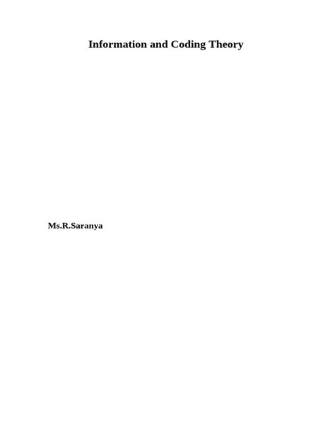 Information And Coding Theory Index Pdf