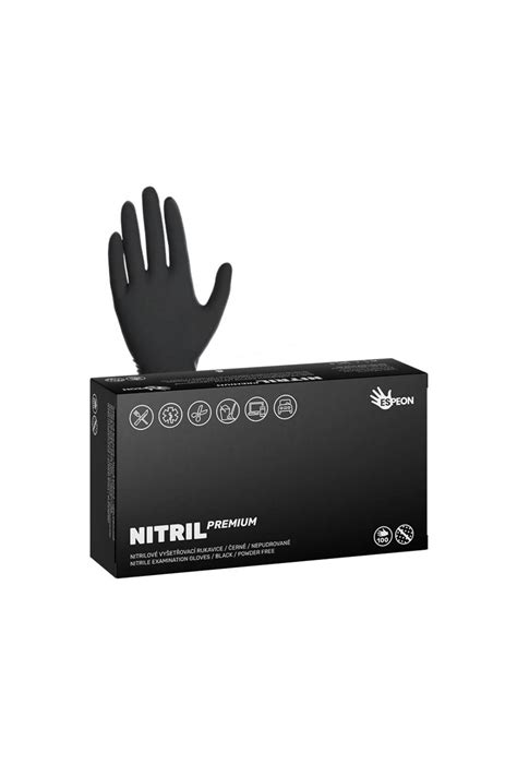 Rukavice Nitril Premium černé 4 0g 100ks Nadhernevlasy Cz