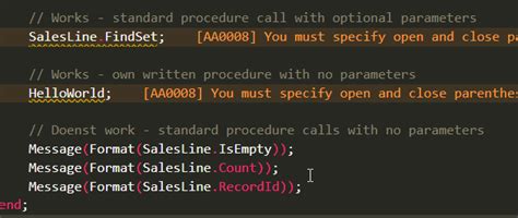 Codecop Warning Aa0008 Warning Doesnt Show Up For Standard Procedure