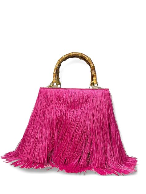 La Milanesa Medium Sex On The Beach Fringed Design Tote Bag Pink