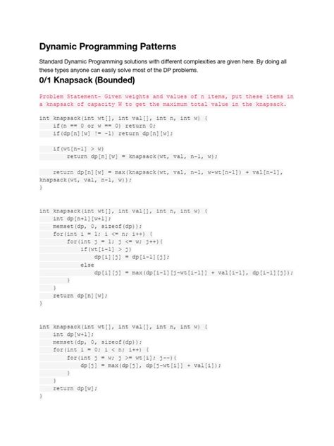 Dynamic Programming Patterns Pdf Computer Programming Applied Mathematics