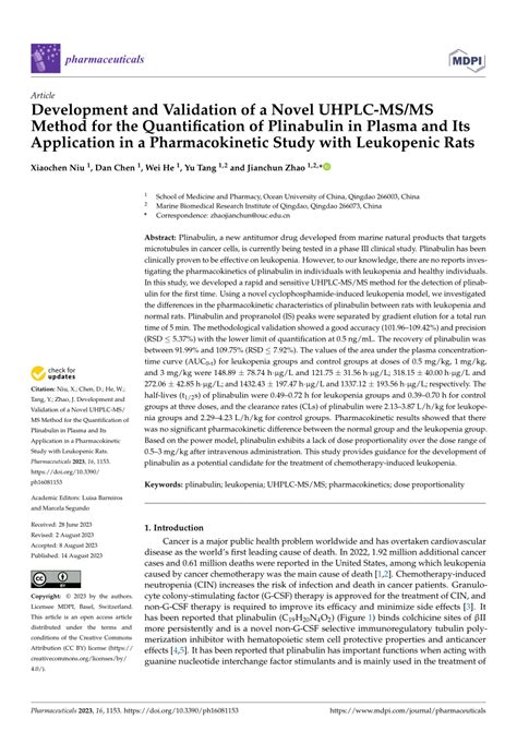 Pdf Development And Validation Of A Novel Uhplc Msms Method For The Quantification Of
