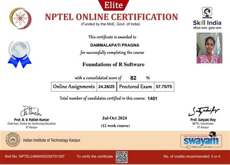 Pragna Dammalapati On Linkedin Nptel Achievement Rsoftware Learningjourney