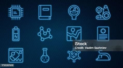 라인 실험 마우스 환자 기록 게이지 스케일 화학식 배터리 프로세서 Cpu 그래프 차트 인포그래픽 및 과학 책 아이콘을 설정합니다 벡터 Cpu에 대한 스톡 벡터 아트 및 기타