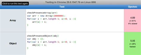 Javascript In Js Which Is Faster Objects In Operator Or Arrays