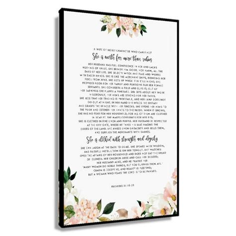Proverbs 31 10 30 A Wife Of Noble Character Bible Verse Wall Art