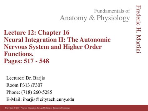 PPT Lecture 12 Chapter 16 Neural Integration II The Autonomic Nervous System And Higher