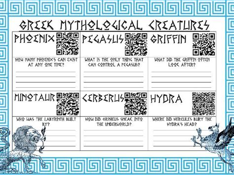 Greek Mythology Qr Worksheet Teaching Resources Worksheets Library
