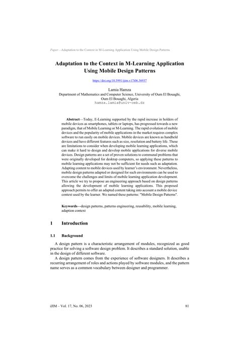 pdf adaptation to the context in m learning application using mobile