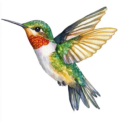 Hummingbird Cute Watercolor Clipart Illustration Isolated Premium Ai