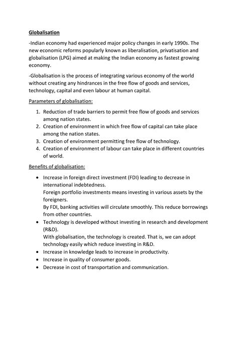 globalisation lecture notes globalisation indian economy had