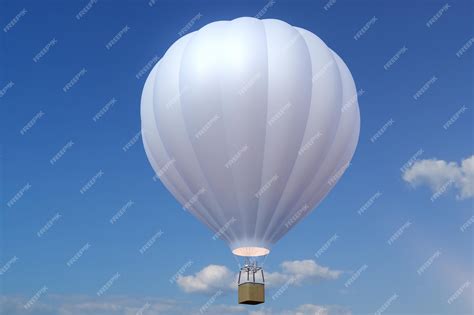 3D иллюстрации воздушный шар на фоне неба. Белый, красный, синий ...
