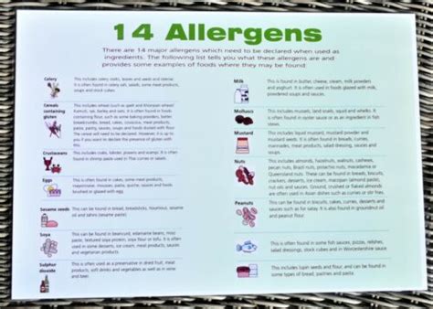 2 X 14 Food Allergens Sign Poster Laminated Safer Food Better Business Sfbb Ebay