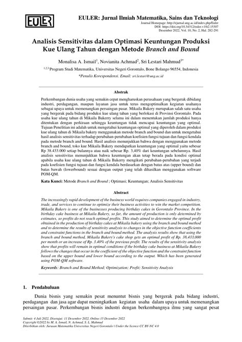pdf analisis sensitivitas dalam optimasi keuntungan produksi kue