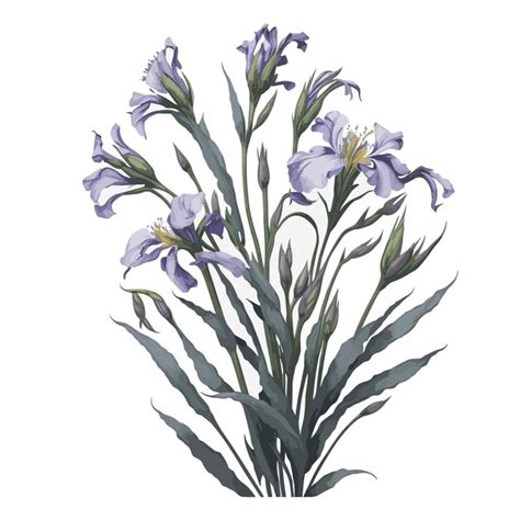 Premium Vector Vector Watercolor Evansia Iris Clipart Floral Bouquet