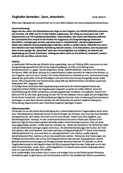 Abgabe Petition Flughafen Samedan Forum Engadin