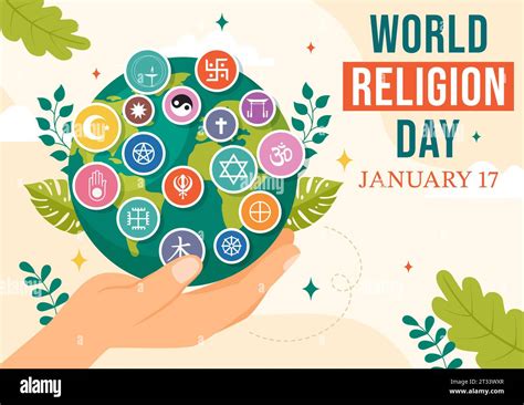 World Religion Day Vector Illustration On 17 January With Symbol Icons