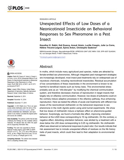 pdf unexpected effects of low doses of a neonicotinoid insecticide on