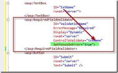 How To Set Automatically Focus On ASP NET Controls When Validation Fails Daily NET Tips