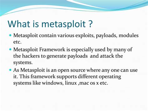 Introduction To Exploitation Metasploit PPTX Operating Systems Computer Software And
