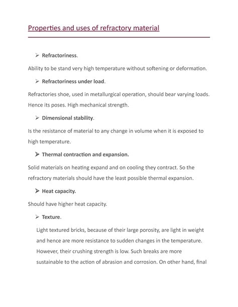 Properties And Uses Of Refractory Materials Properties And Uses Of