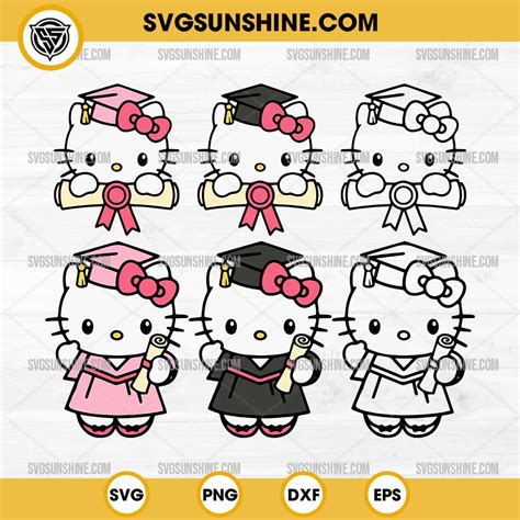 Bundle Hello Kitty Graduation Svg File Hello Kitty Senior Svg Pink