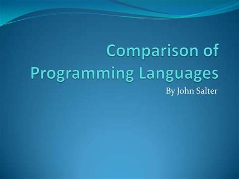 Comparsion Of Programming Languages Ppt