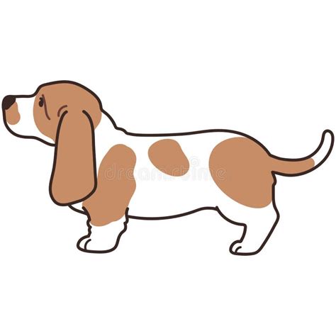 Simple And Cute Illustration Of Lemon And White Basset Hound In Side