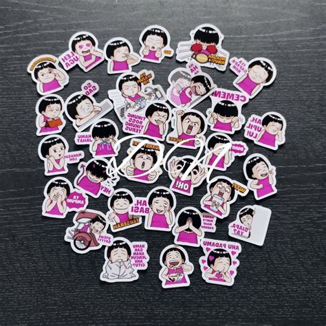 Stiker Lucu Glossy Karakter Line Si Cewe Lucu Sticker Kertas Gambar