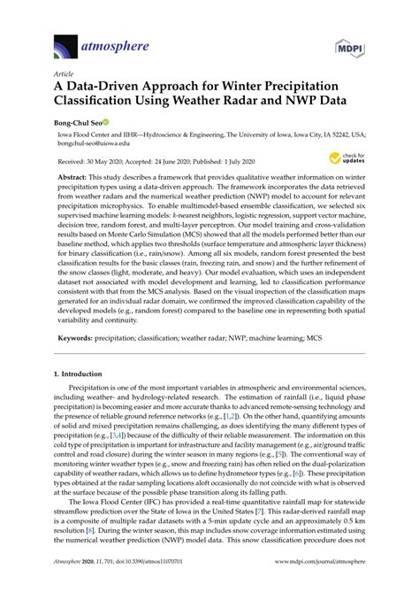 Pdf A Data Driven Approach For Winter Precipitation Classification Using Weather Radar And Nwp