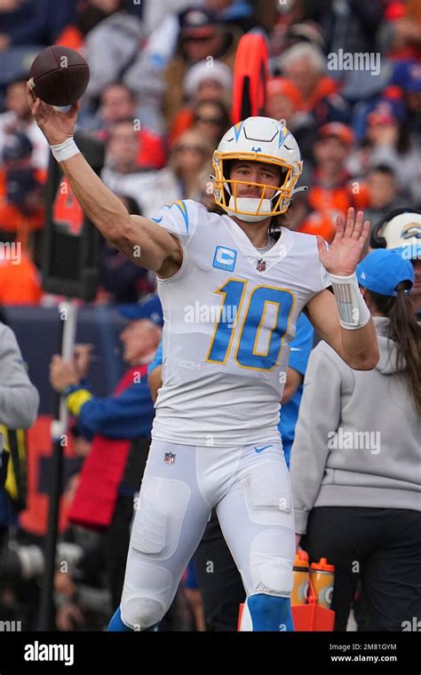 Los Angeles Chargers Quarterback Justin Herbert 10 Against The Denver