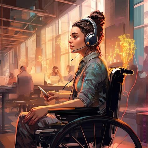 Premium Ai Image Girl In A Wheelchair Works In Office Image Generated By Ai