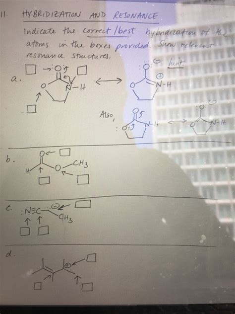 Solved Hybridization And Resonance Indicate The