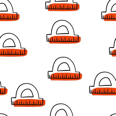Premium Vector Seamless Pattern Doodle Protractor With Colored Spot
